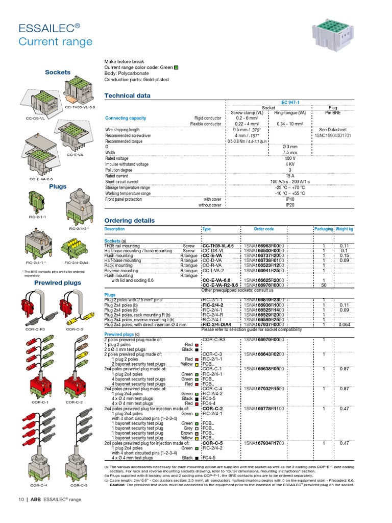 Current Range: Essailec | PDF | Electrical Connector | Ac Power Plugs ...