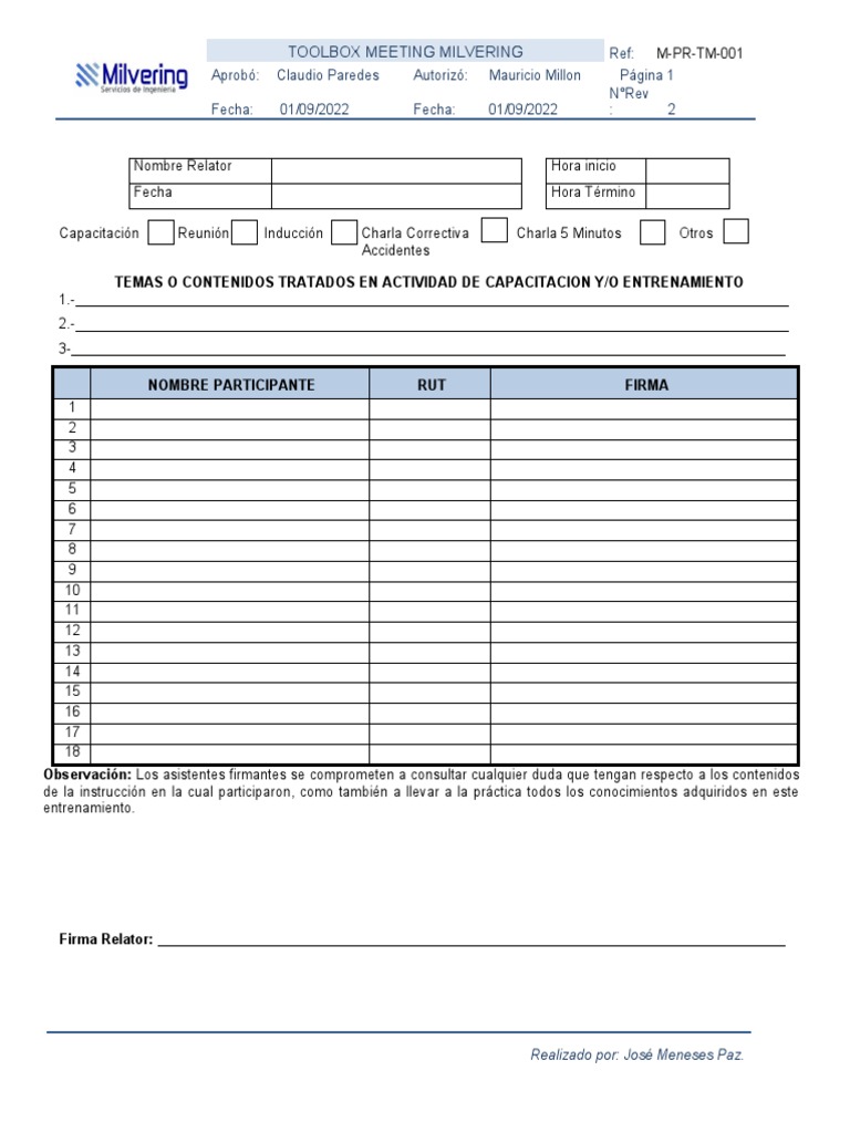 Toolbox Meeting | PDF