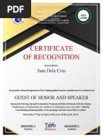 Certificate of Recognition For Guest of Honor and Speaker Template 2 | PDF