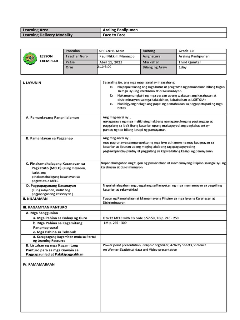 AP G10 3rd Quarter IDEA-Lesson-Exemplar-CO1-PAUL NIKKI MANACPO 2023 | PDF