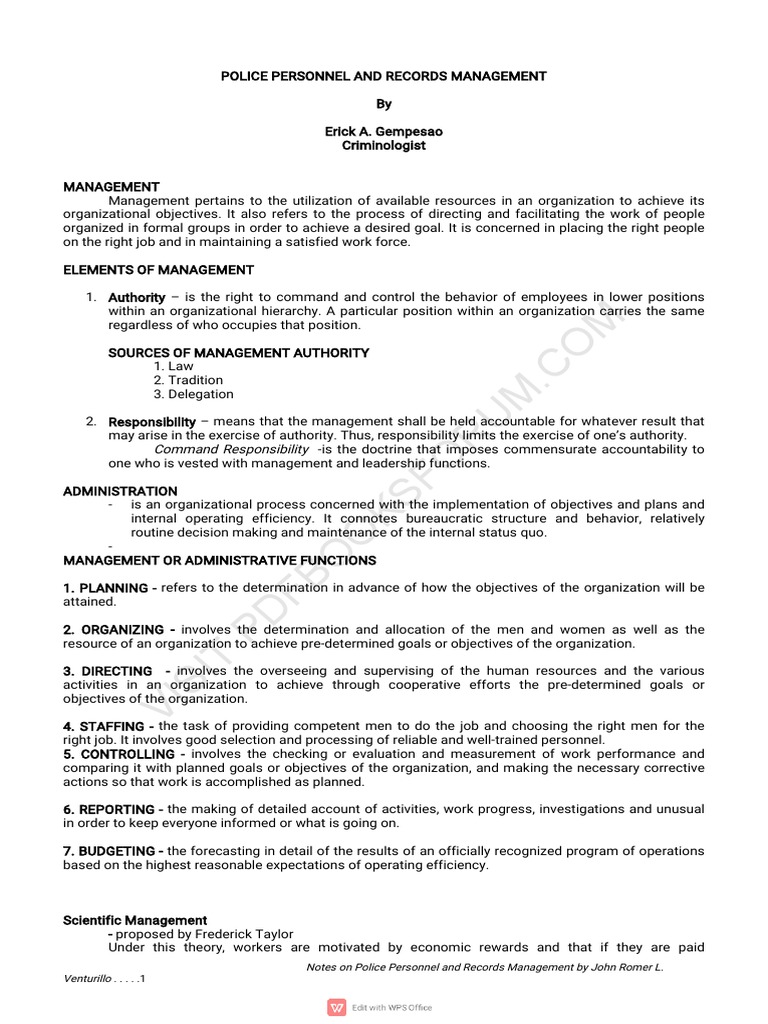 (Lea) Police Personnel and Records Management | PDF