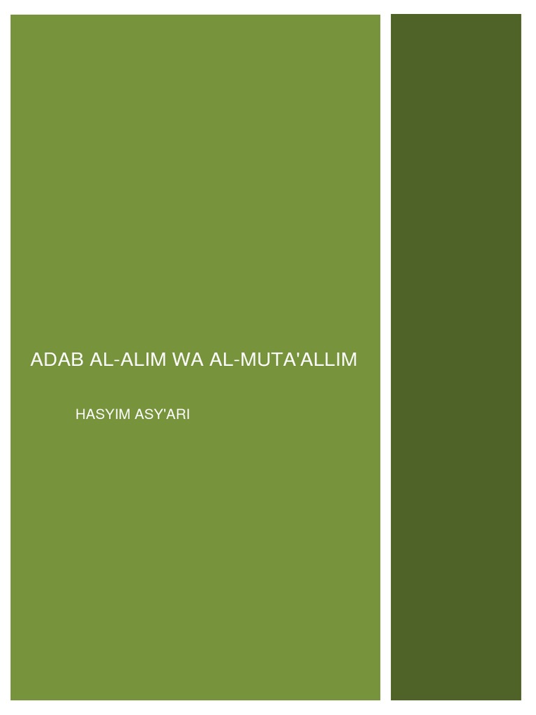 Adab Al-Alim Wa Al-Muta'Allim: Hasyim Asy'Ari | PDF