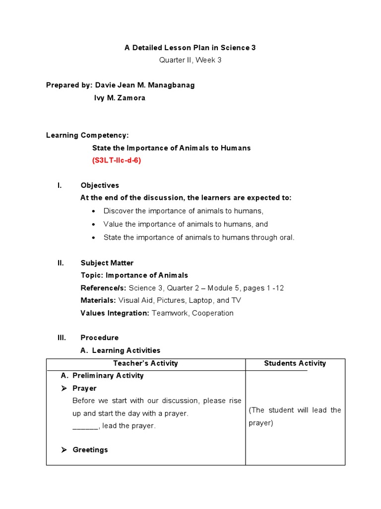 A Detailed Lesson Plan in Science 3 | PDF | Leather | Lesson Plan