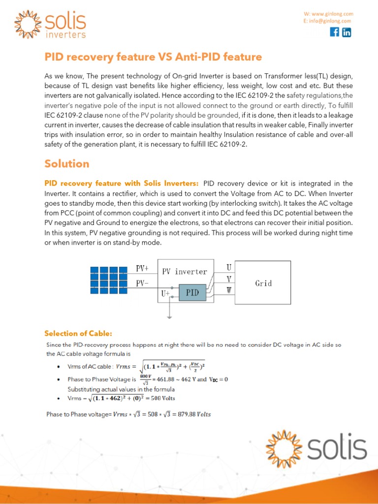 Pid Recovery Vs Anti Pid Feature Pdf Power Inverter Alternating