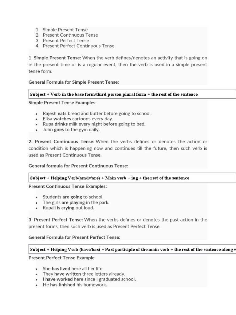 Simple Present Tense | PDF | Grammatical Tense | Perfect (Grammar)