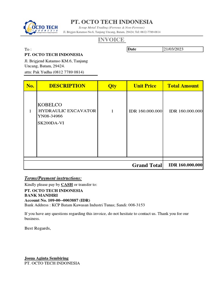 INVOICE_excavator-1 | PDF