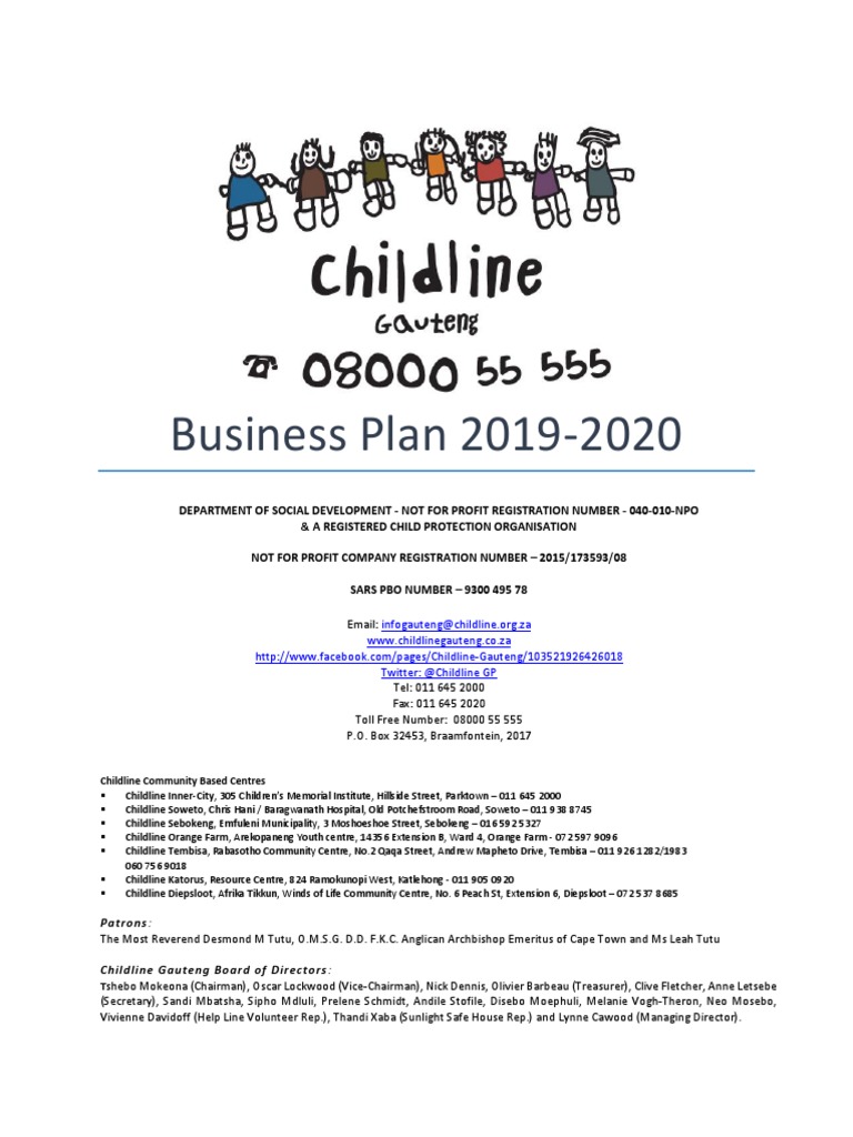 Childline Gauteng Business Plan 2019-2020 | PDF | Child Abuse | Child Neglect