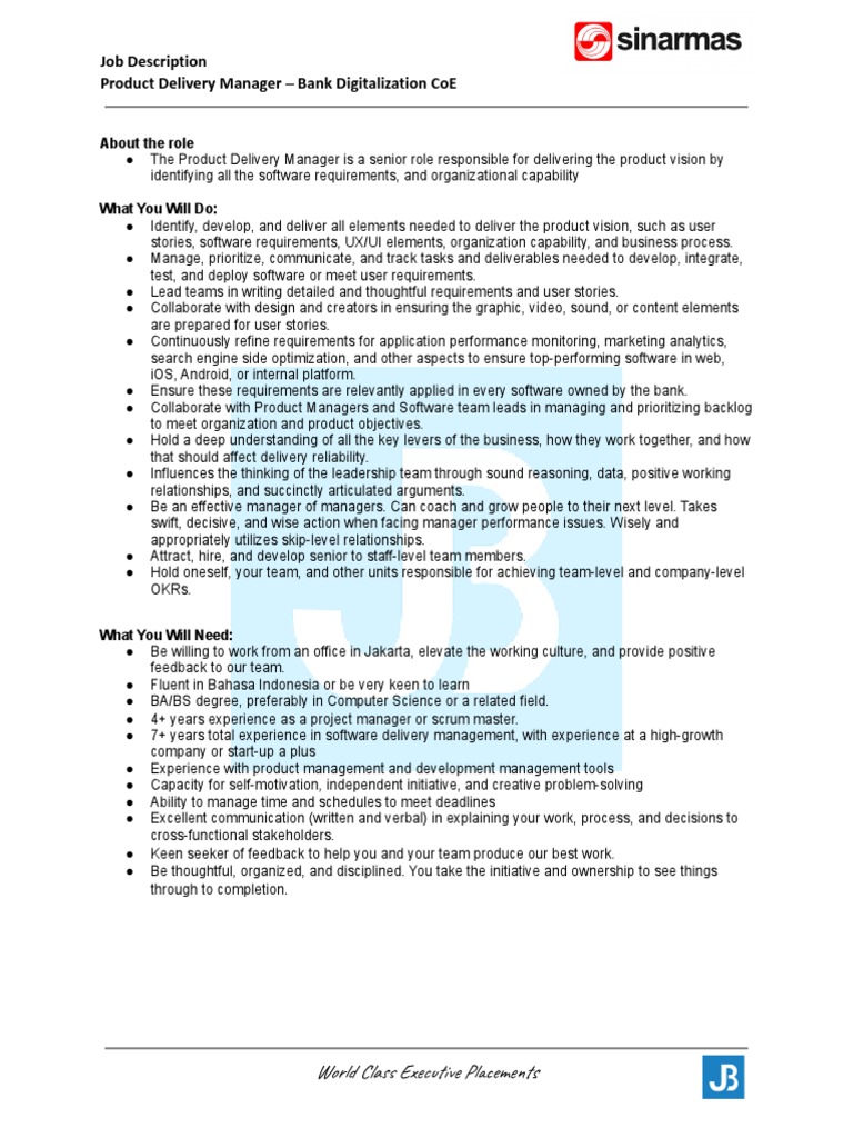 Product Delivery Manager Role | PDF | Software | Scrum (Software ...