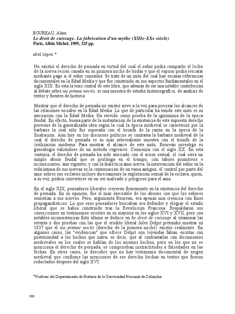 T1.03-Reseña Derecho de Pernada | PDF | Edades medias