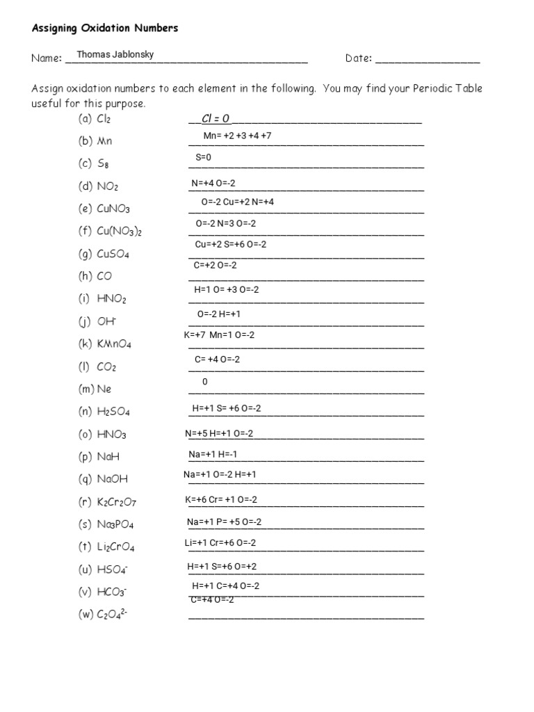 Oxidation Number Assignment Guide | PDF | Chemistry | Chemical Elements