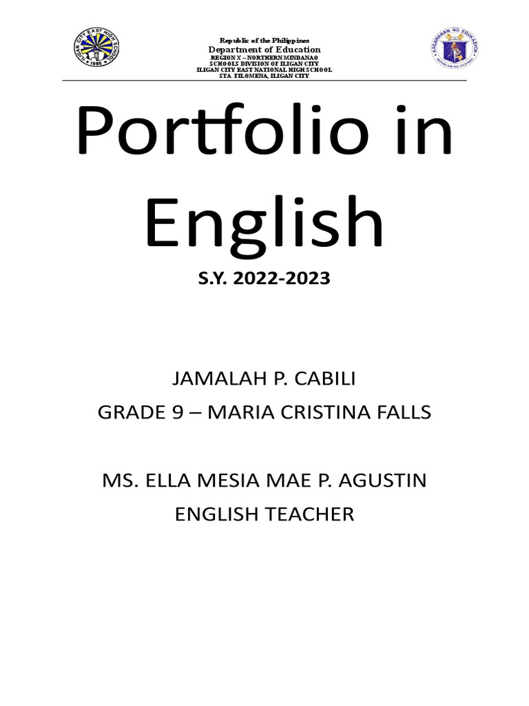COVER PAGE OF Portfolio in English | PDF