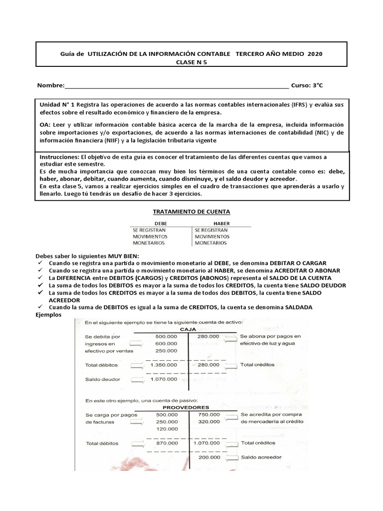 CLASE N 5 Cuadro de Transacciones de CONTABILIDAD 2023 SL | PDF | Contabilidad | normas ...