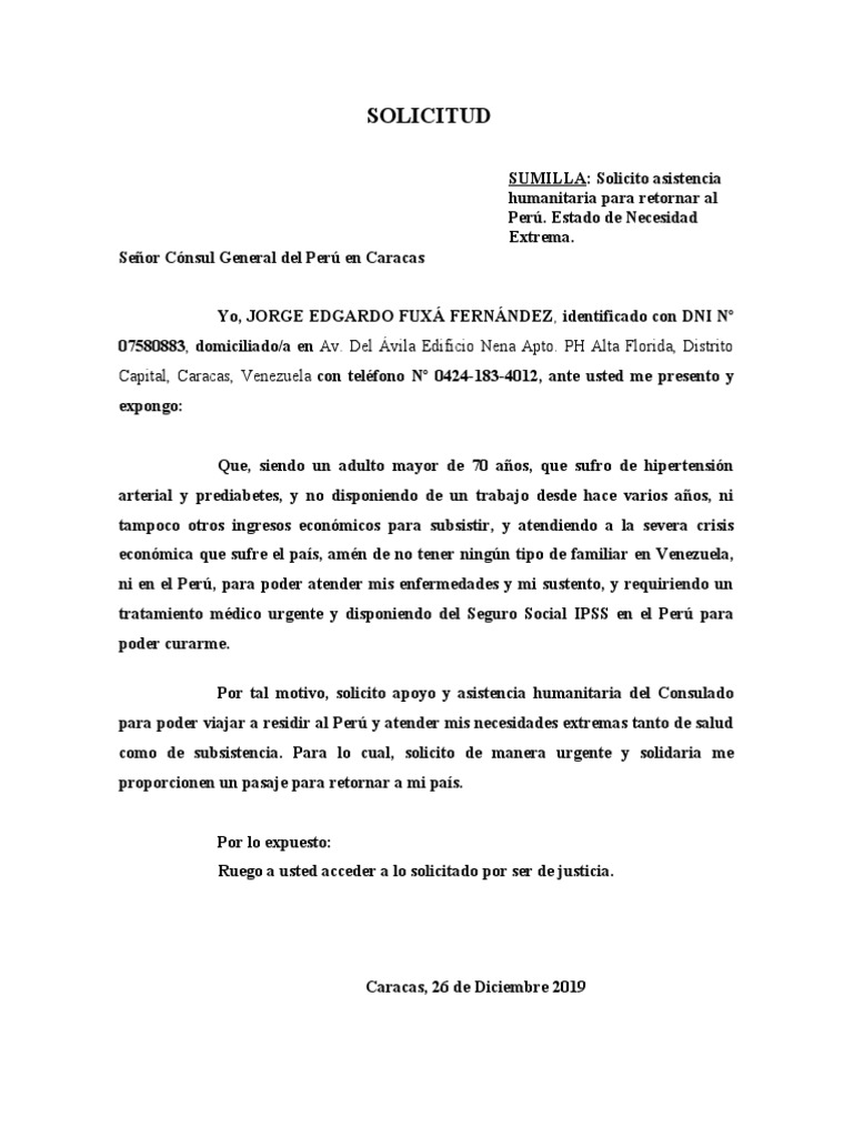 SOLICITUD Al Consulado | PDF