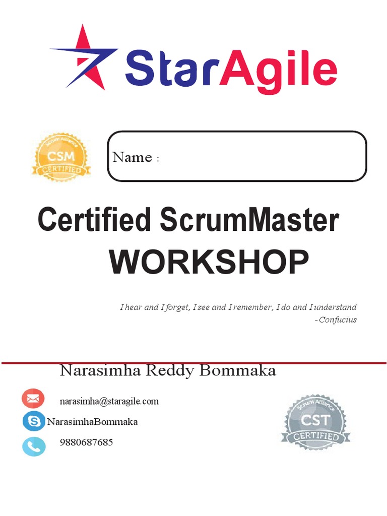 StarAgile CSM ParticipantWorkBook 2021 | PDF | Scrum (Software Development) | Agile Software ...