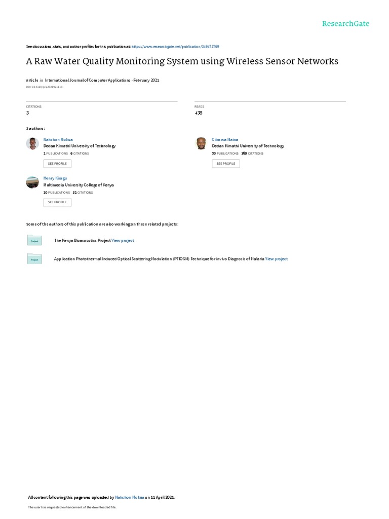 Real-Time Water Quality Monitoring Using LoRa WSN | PDF | Wireless Sensor Network | Outlier