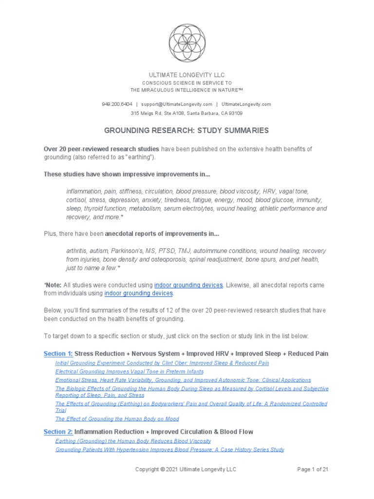 Grounding Research Study Summaries | PDF | Sleep | Blood Vessel