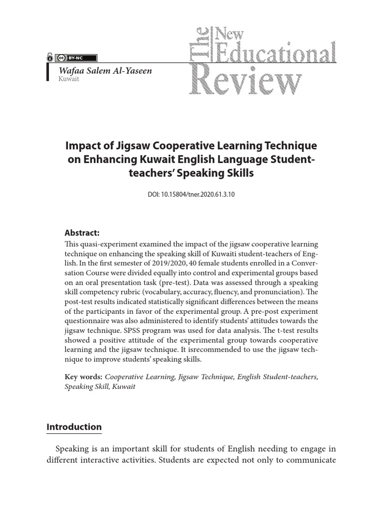 Impact of Jigsaw Cooperative Learni | PDF | Statistical Significance ...