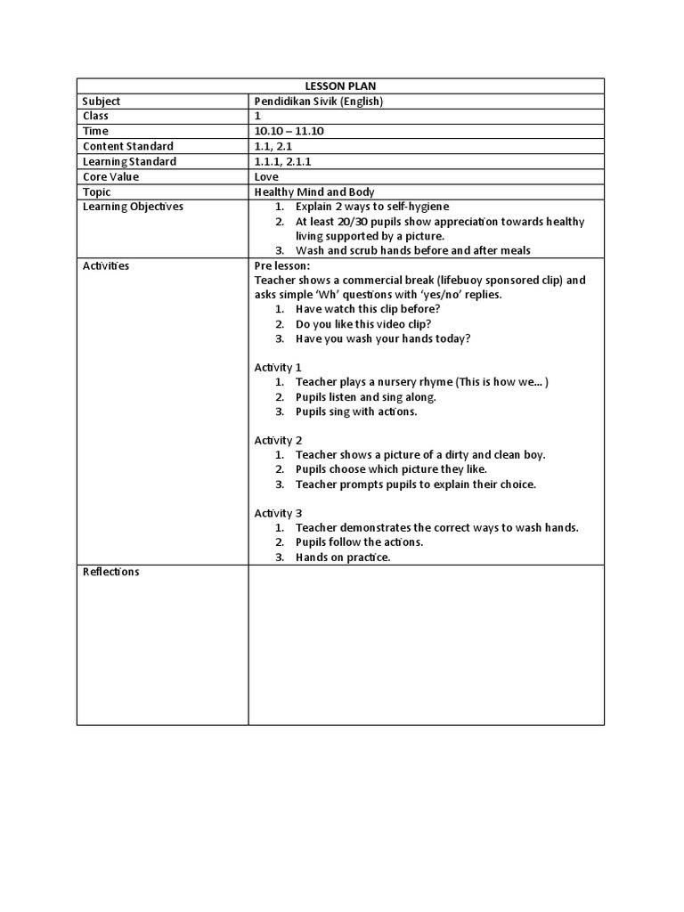 LESSON PLAN Year 1 and 2 | PDF | Lesson Plan | Learning LESSON PLAN Year 1 and 2 | PDF | Lesson Plan | Learning