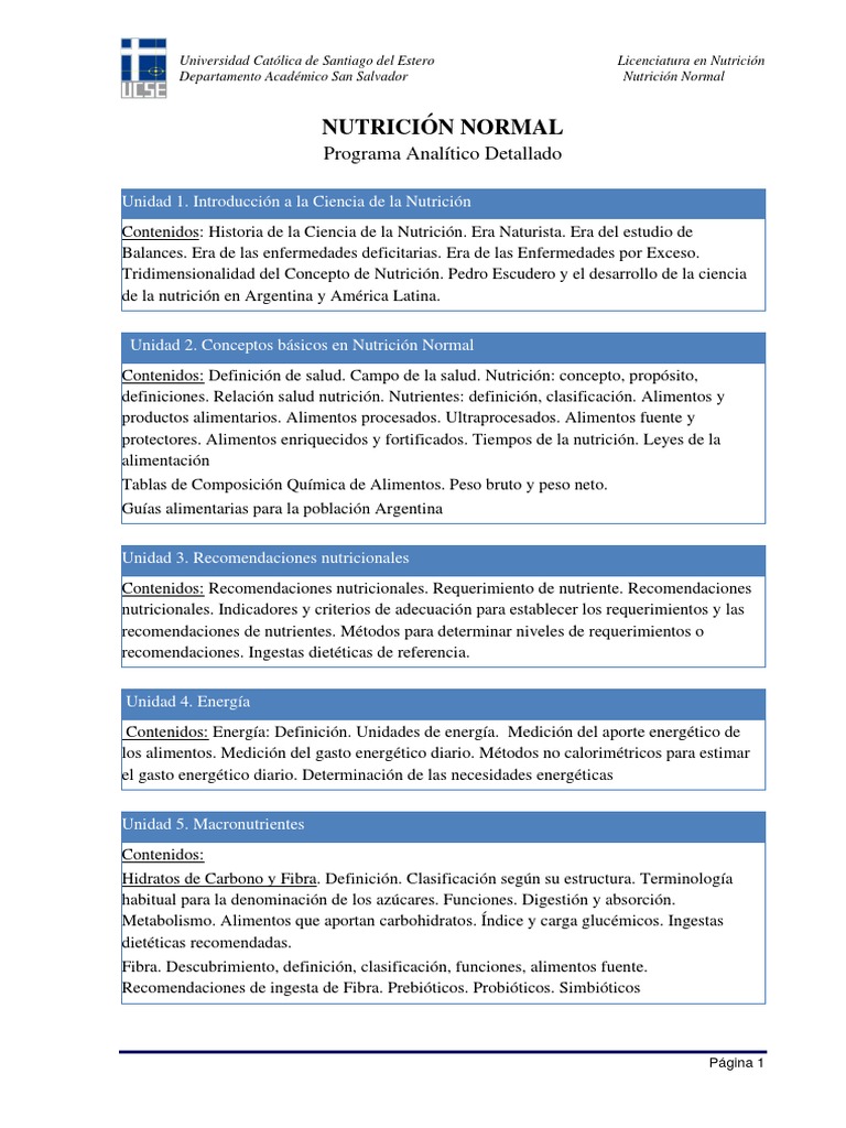 Programa Nutrición Normal UCSE DASS | PDF | Dieta y nutrición | Nutrición