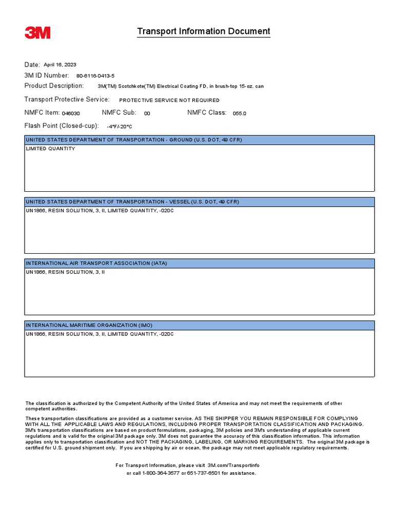 3M - Transport - 80 6116 0413 5 | PDF