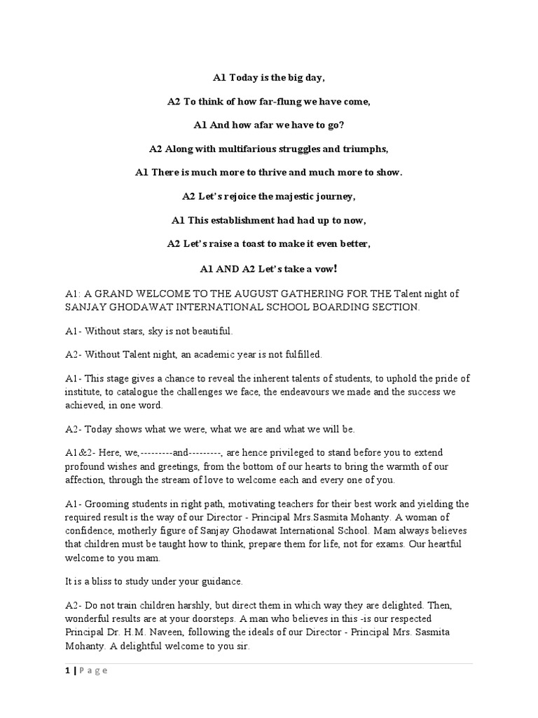 Anchoring Script For Cultural Night Modified | PDF