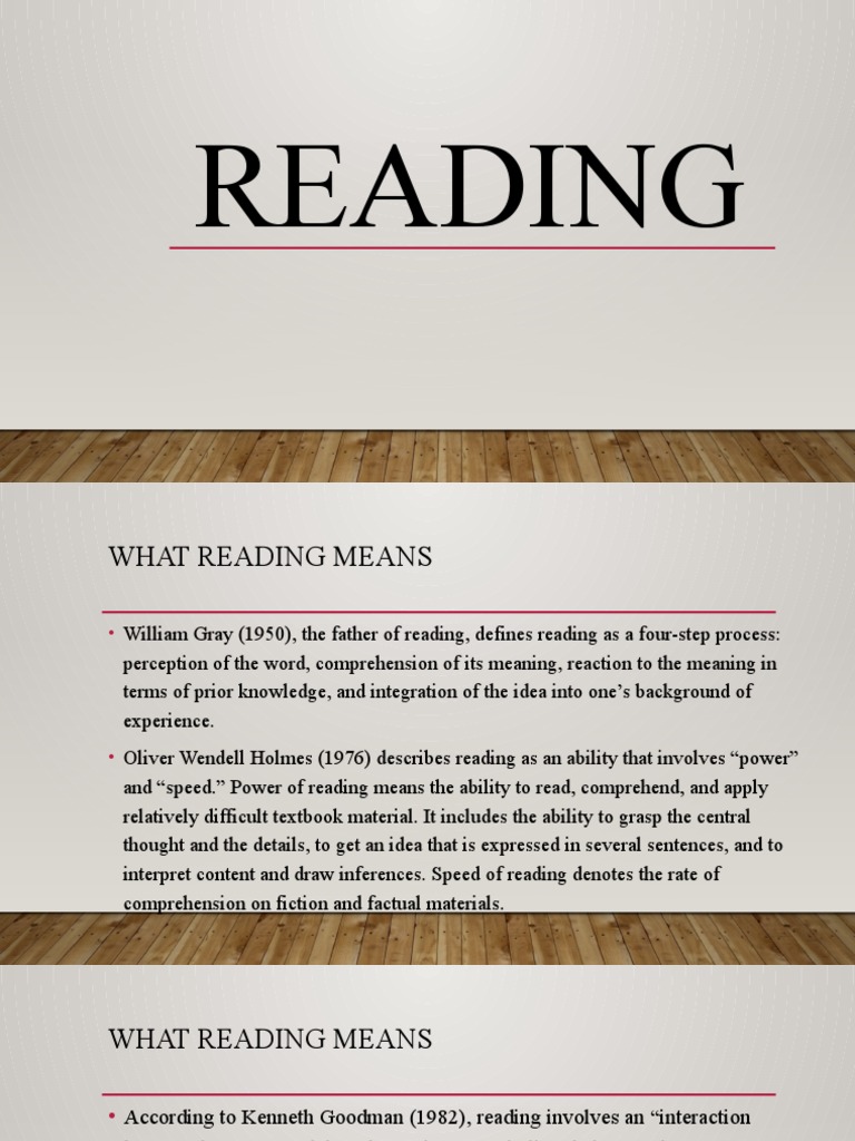 Reading Definitions Facts | PDF | Reading Comprehension | Literacy