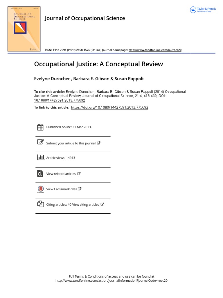 Occupational Justice A Conceptual Review | PDF | Occupational Therapy ...