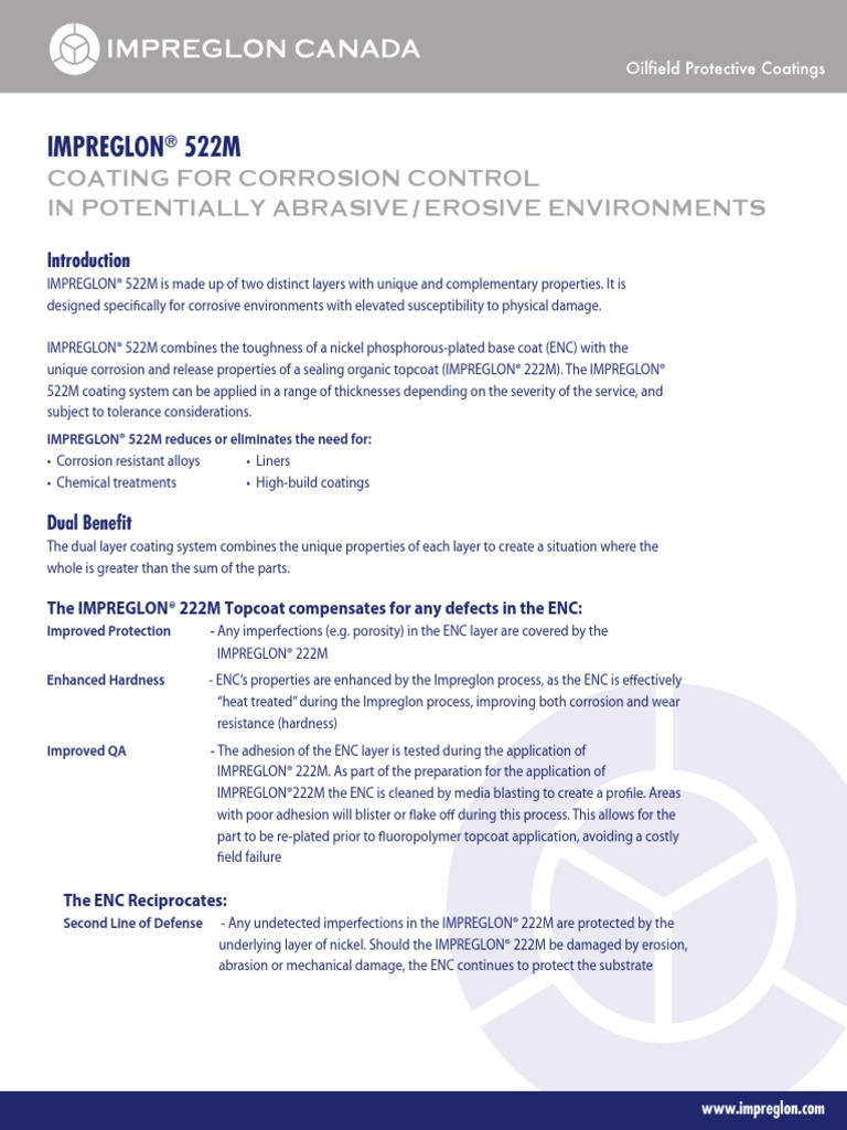 Impreglon 522M DataSheet | PDF | Wear | Corrosion