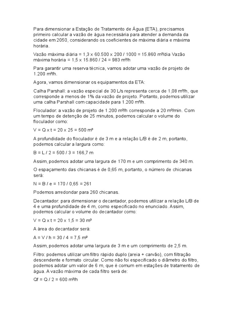 Dimensionamento ETA | PDF