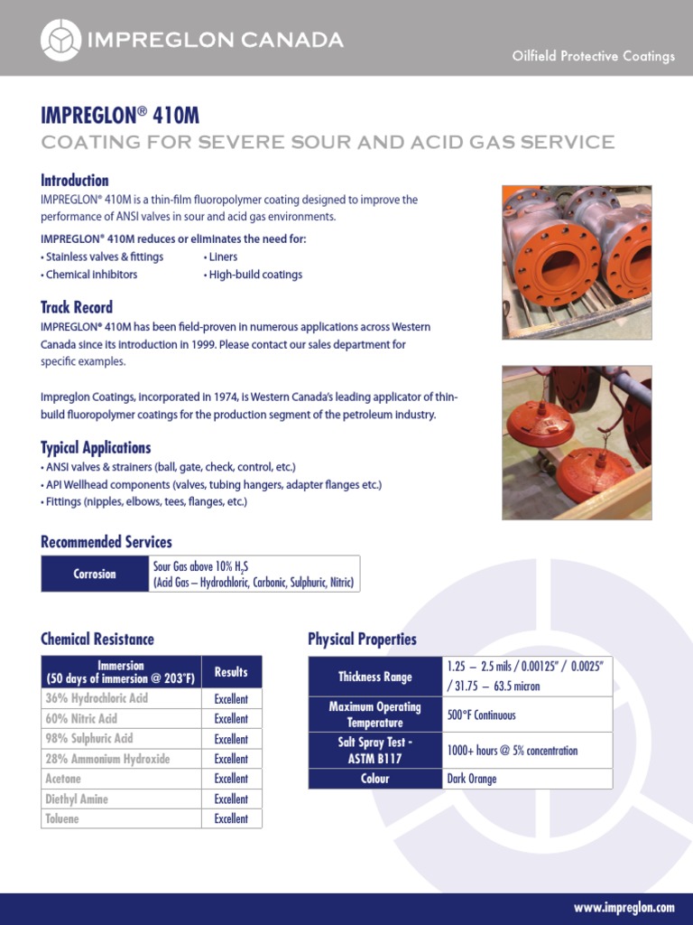 Impreglon 410M DataSheet | PDF | Corrosion | Acid