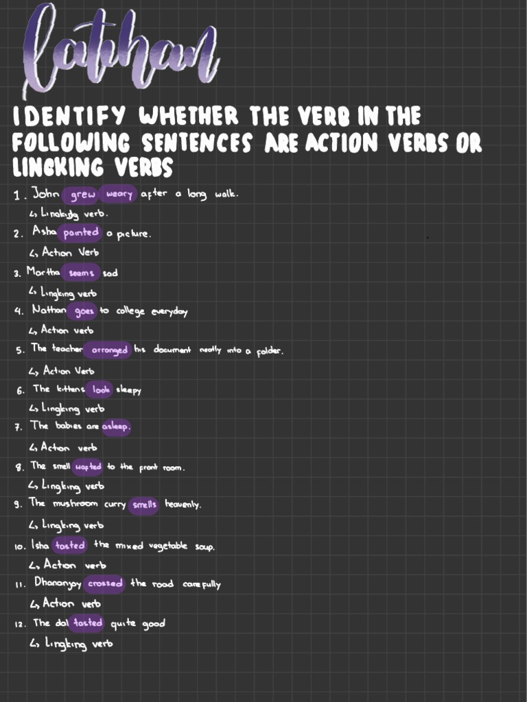 Identify Following OR: Whether The Verb in The Sentences Are Action Verbs LIN Ching Verbs | PDF