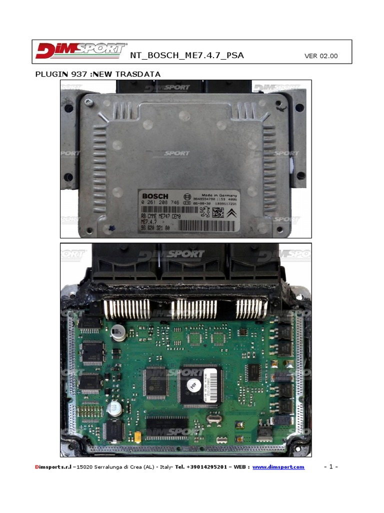 NT Bosch Me7.4.7 Psa 1033 | PDF