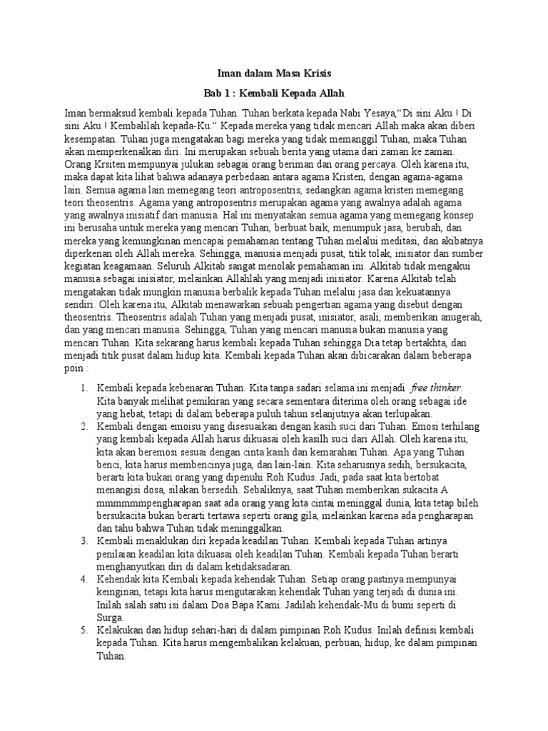 KEMBALI KE TUHAN | PDF