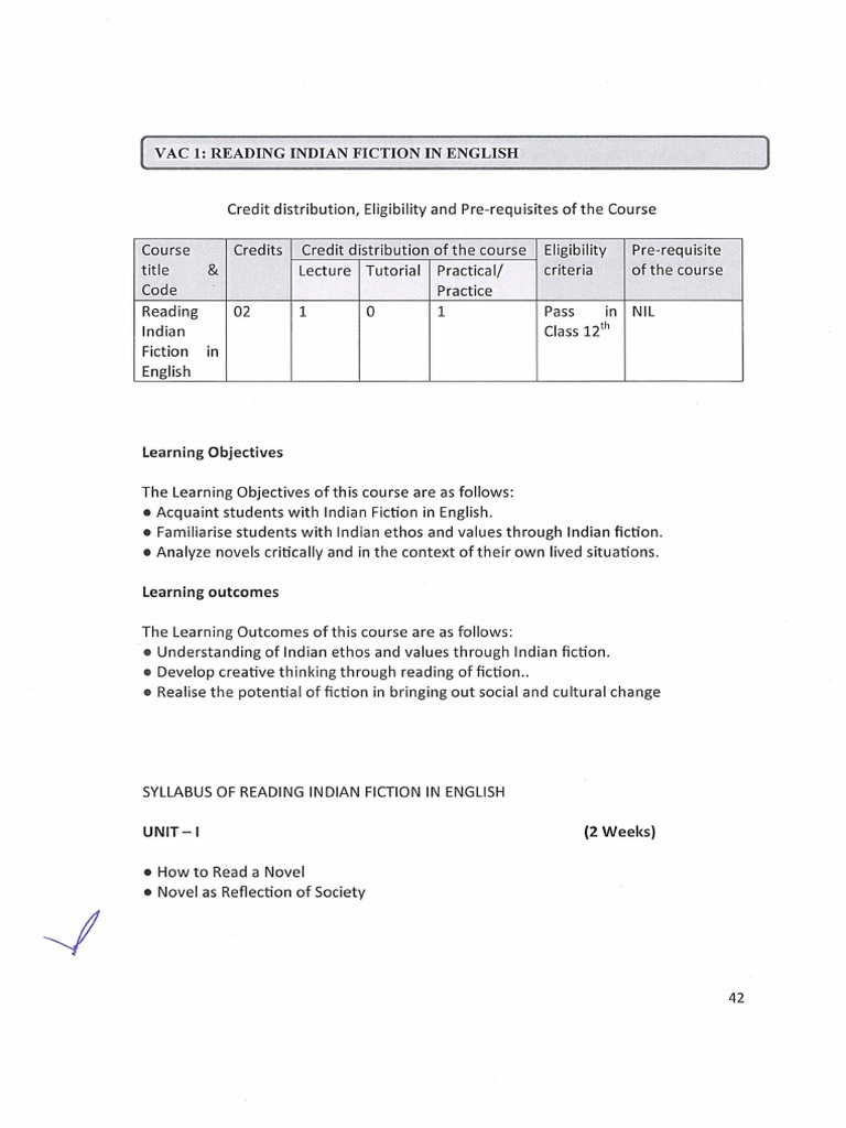 Indian Fiction in English Syllabus | PDF