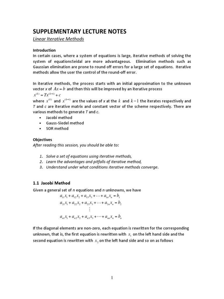 2 1 Linear Iterative Methods Download Free Pdf Numerical Analysis Computational Science