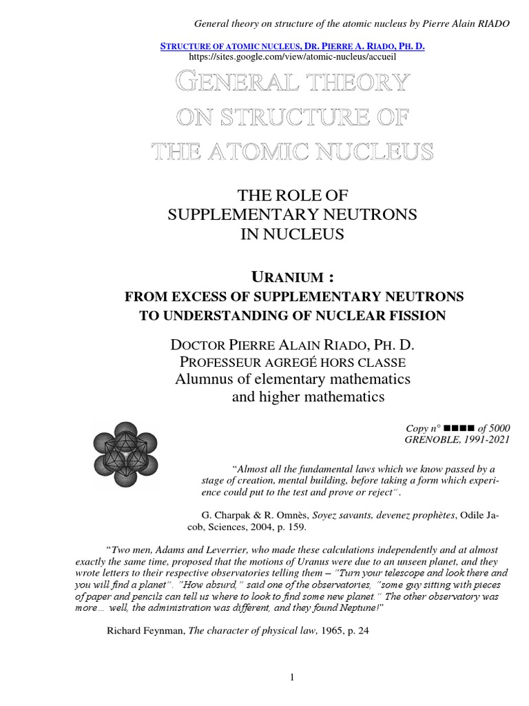 General Theory On Structure of The Atomic Nucleus by Doctor Pierre Alain RIADO | PDF | Science ...