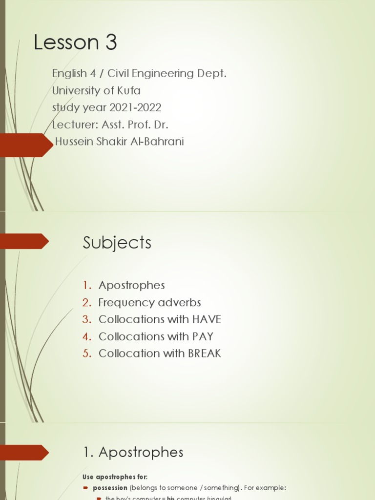 Lesson 3 | PDF | Adverb | Verb