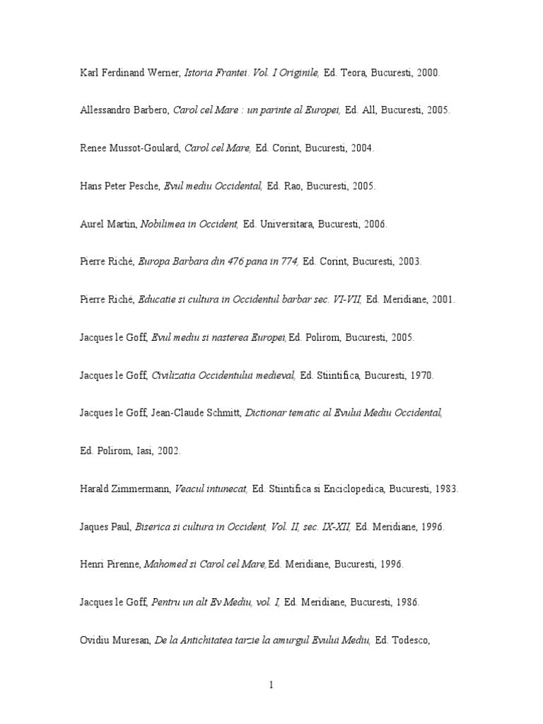 Bibliografie Carol Cel Mare | PDF | Middle Ages | Early Middle Ages