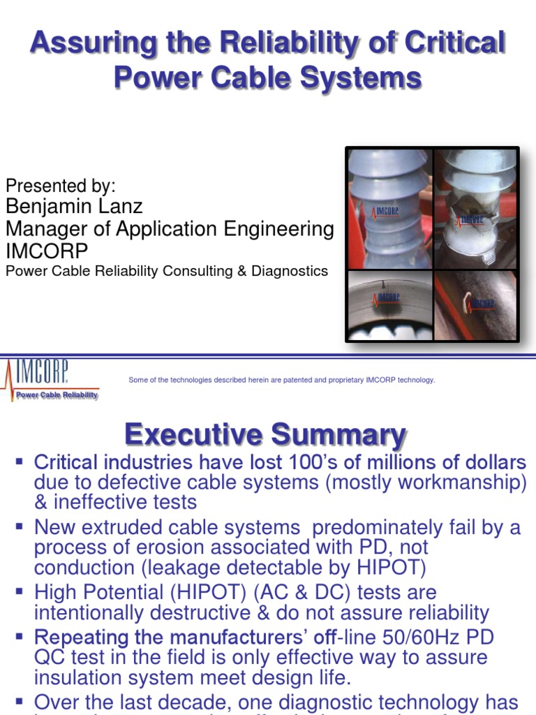 Assuring The Reliability of Critical Power Cable Systems: Benjamin Lanz ...