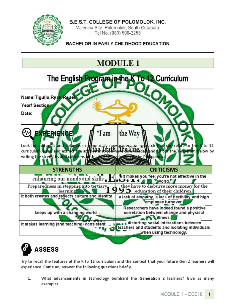 Module 1 Assessment 2 | Download Free PDF | Cebu | Cognition