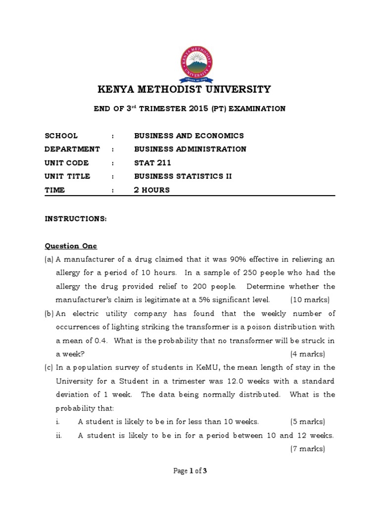 Business Statistics II (STAT 211) 3rd Trimester 2015 | PDF | Statistical Significance ...