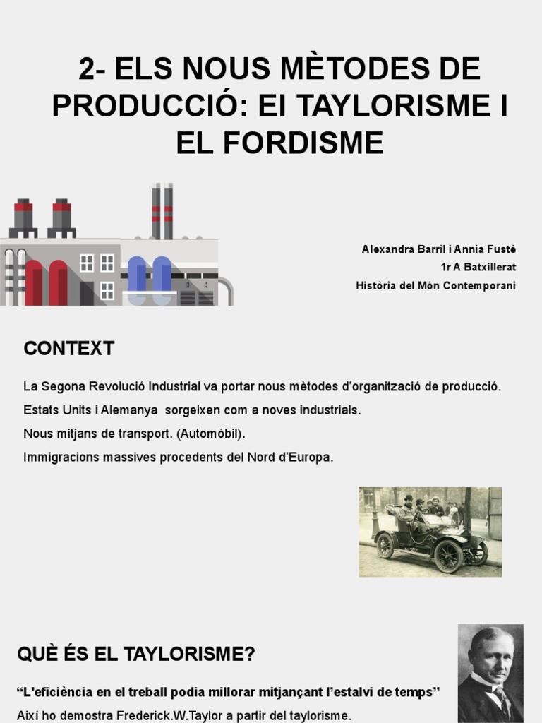 2-Els Nous Mètodes de Producció: El Taylorisme I El Fordisme | PDF
