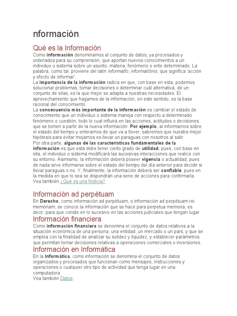 Nformación: Qué Es La Información | PDF | Información | Conocimiento