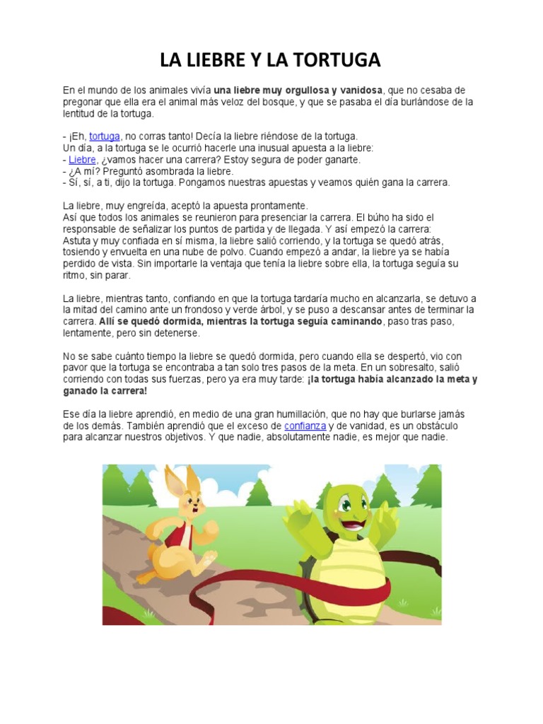 La liebre y la tortuga: fábula clásica | PDF