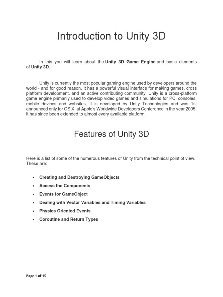 Introduction To Unity 3D 101 Only in Ama | PDF | Unity (Game Engine) | 3 D Computer Graphics