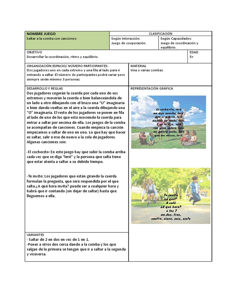 Juego de Comba con Canciones | PDF