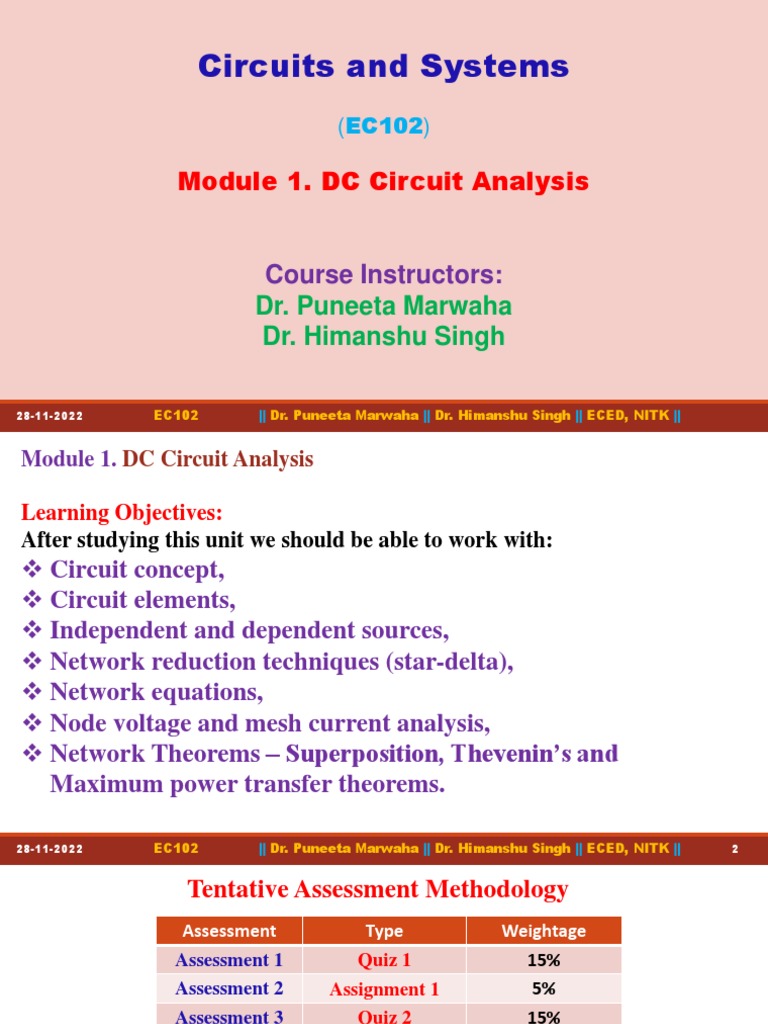 Circuits and Systems: Module 1. DC Circuit Analysis | PDF | Electrical Network | Electronic ...