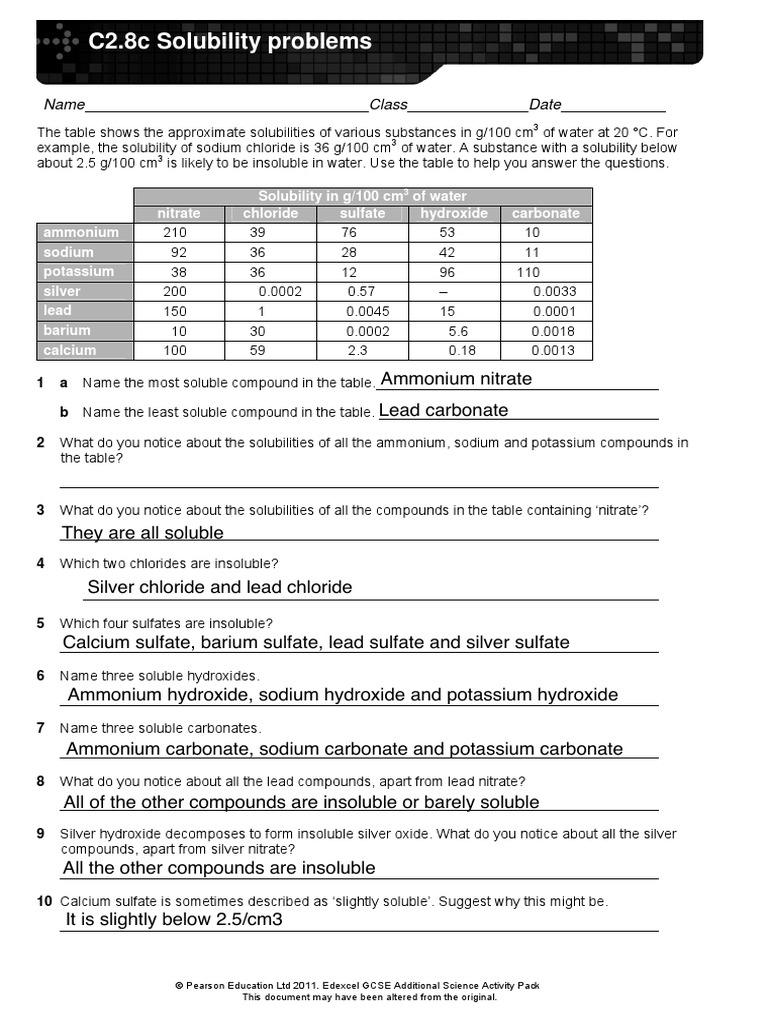 Solubility Problems PDF | PDF | Solubility | Hydroxide