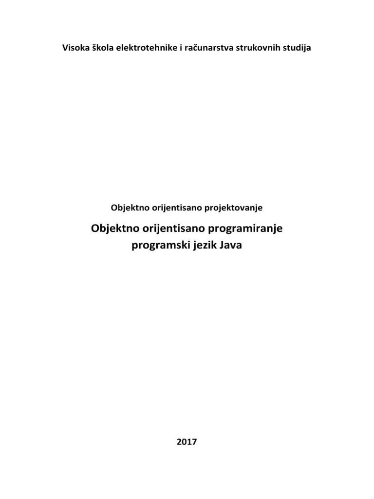 1 - Predavanje - Objektno Orijentisano Programiranje Programski Jezik ...
