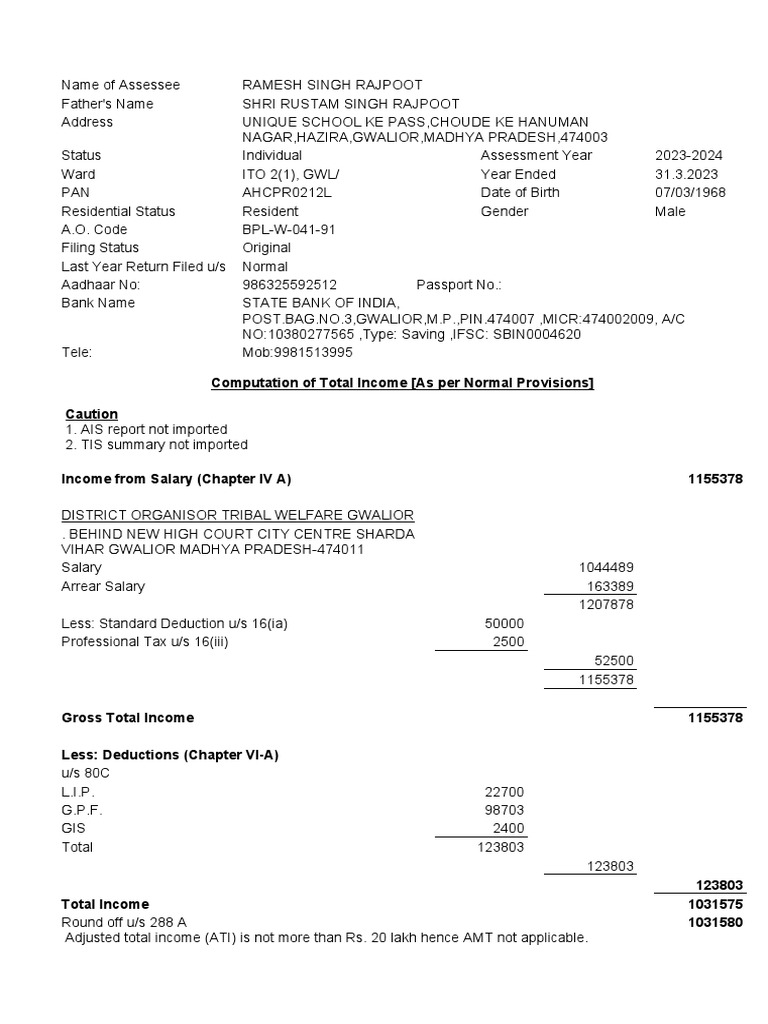 Computation Ramesh Singh Rajpoot | PDF | Salary | Employment